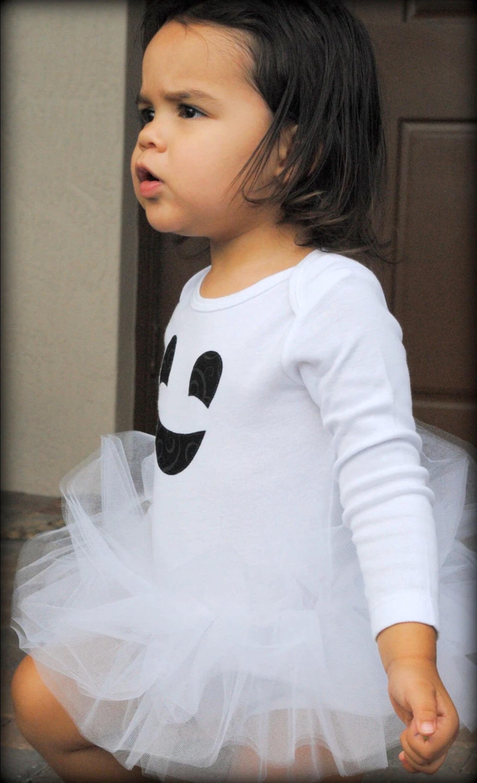 Ghost Tutu Leotard Bodysuit Baby Girls Halloween Costume Tulle White ...