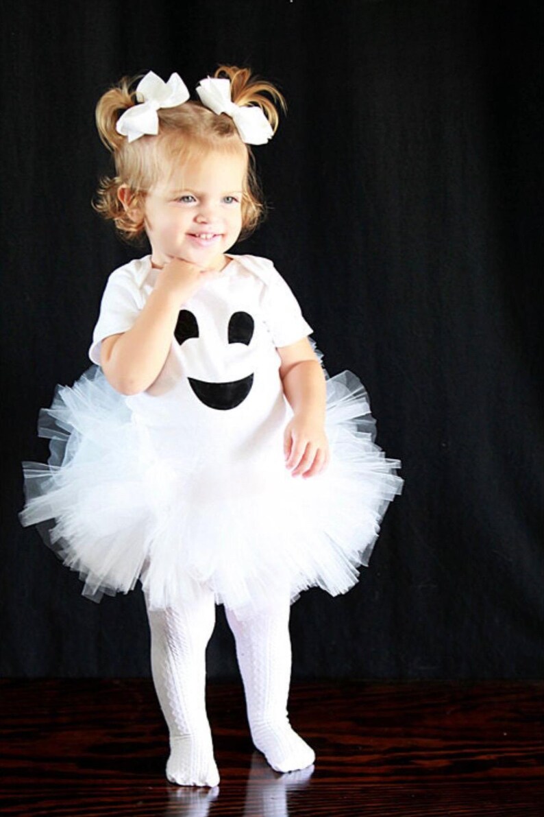 Ghost Tutu Leotard Bodysuit Baby Girls Halloween Costume Tulle White ...