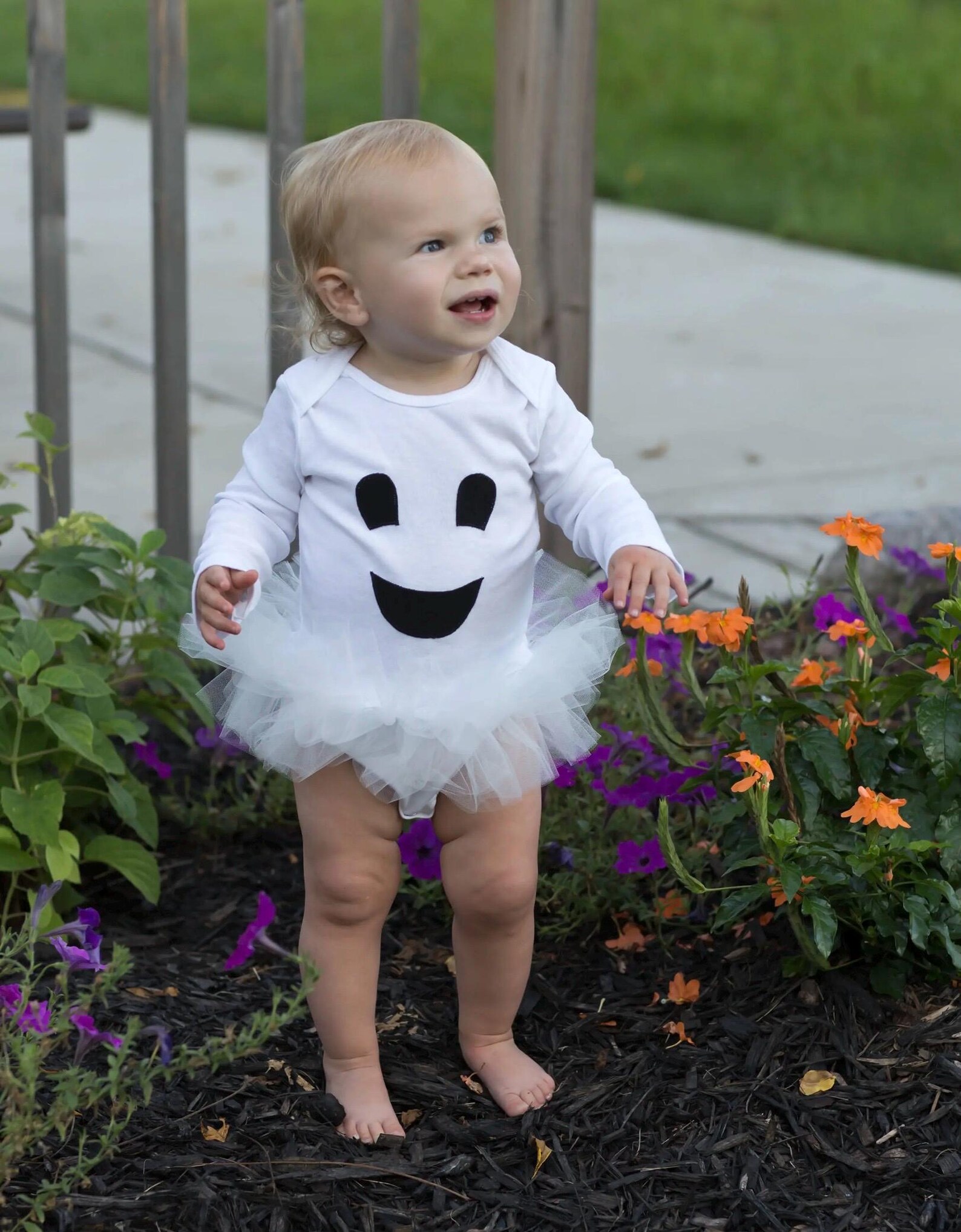 Ghost Tutu Leotard Bodysuit Baby Girls Halloween Costume Tulle White ...