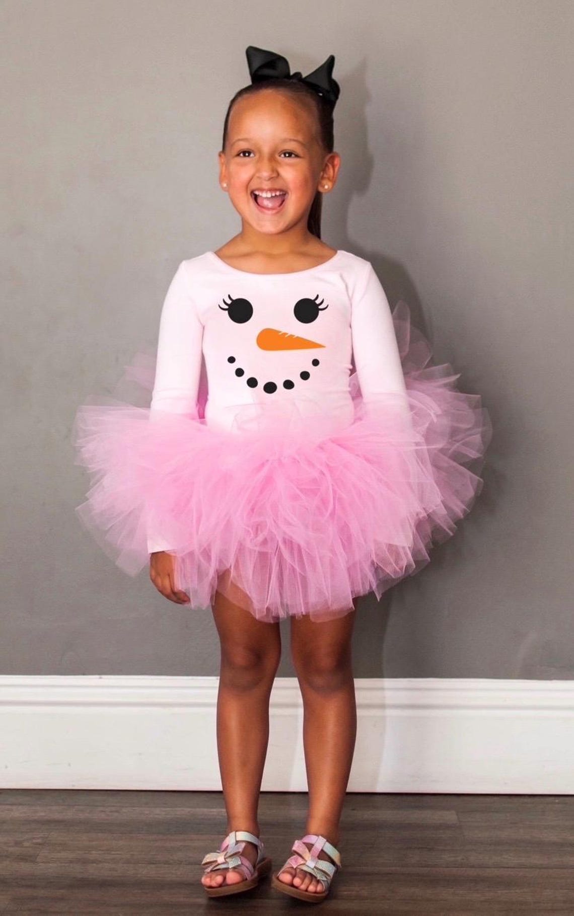 Pink Snowman Tutu and Leotard or Bodysuit Baby Girls Toddlers Snow Lady ...