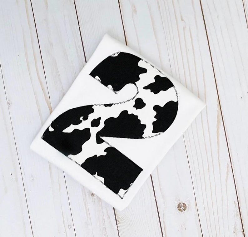 Cow Print Birthday Shirt Kids Neutral Number Party Top Boys Girls Farm ...