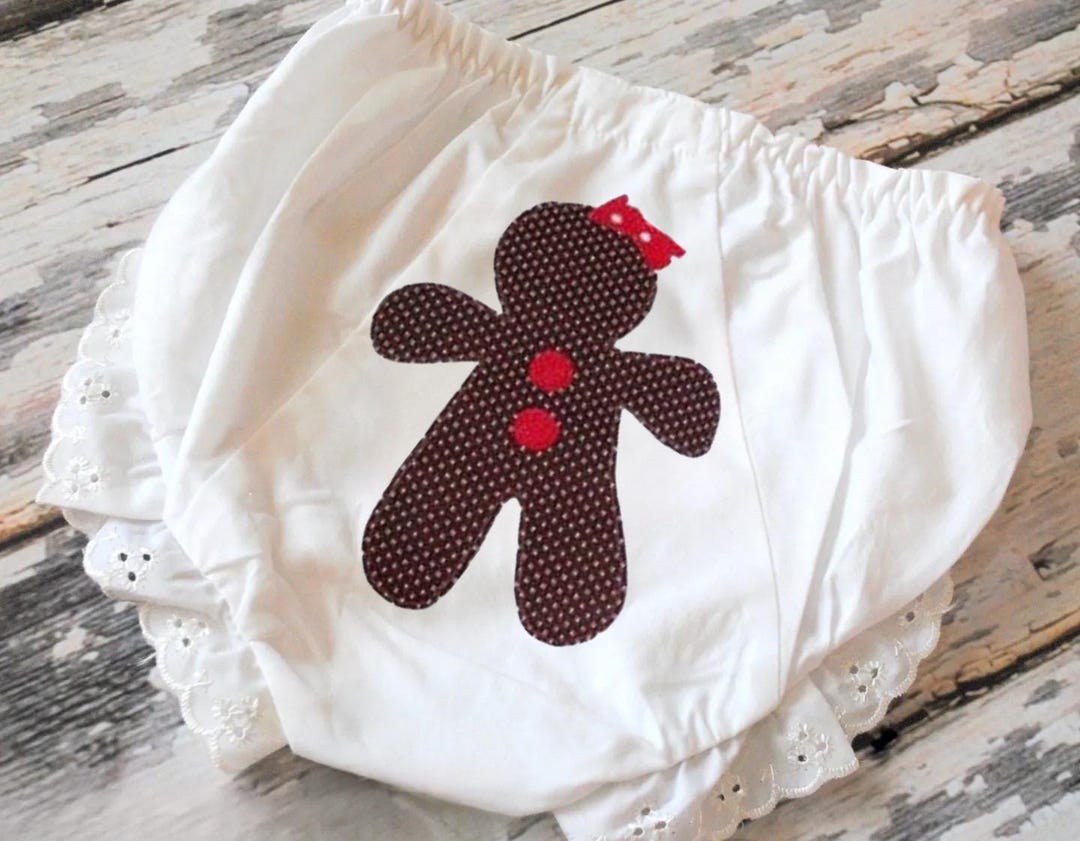 Baby Bloomers Girl’s Gingerbread Girl Ruffle Diaper Cover Eyelet ...