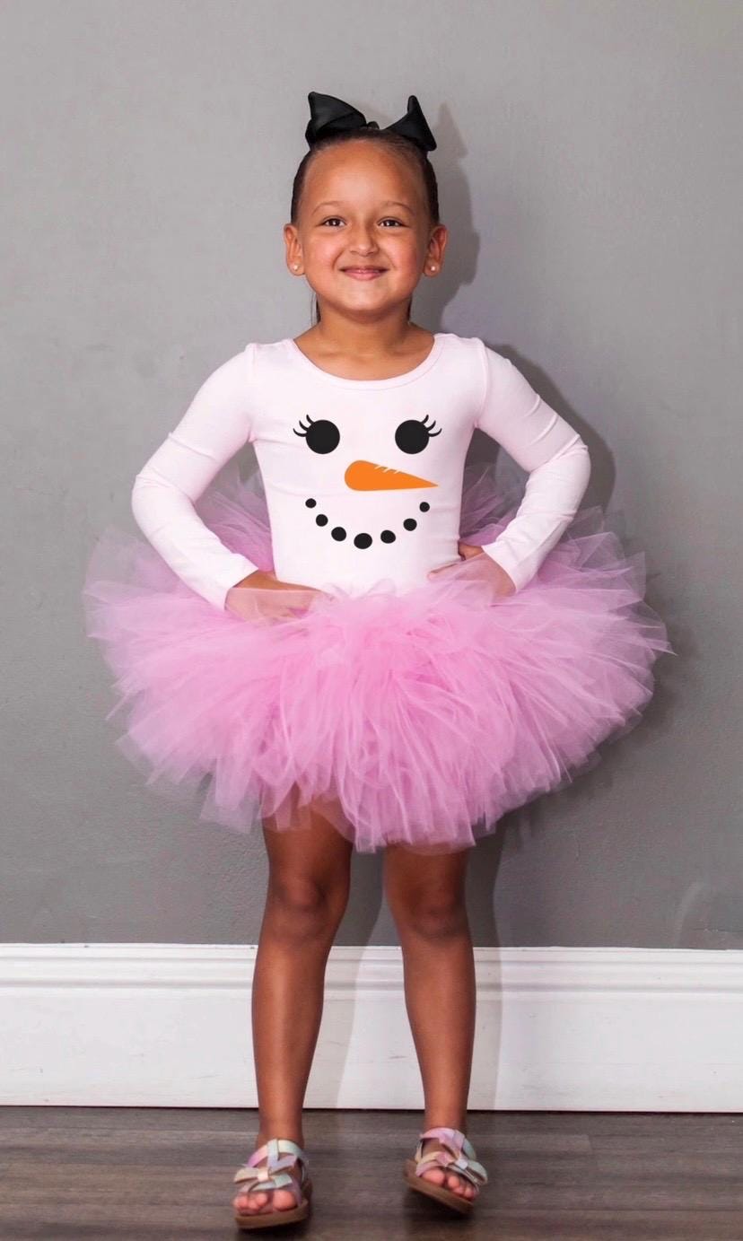 Pink Snowman Tutu and Leotard or Bodysuit Baby Girls Toddlers Snow Lady ...