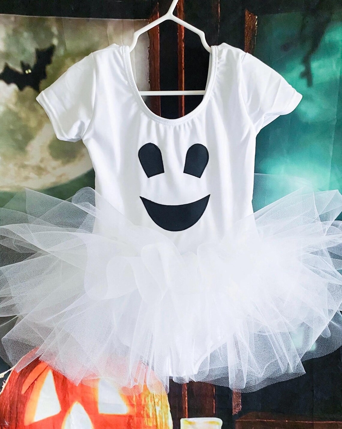 Ghost Tutu Leotard Bodysuit Baby Girls Halloween Costume Tulle White ...