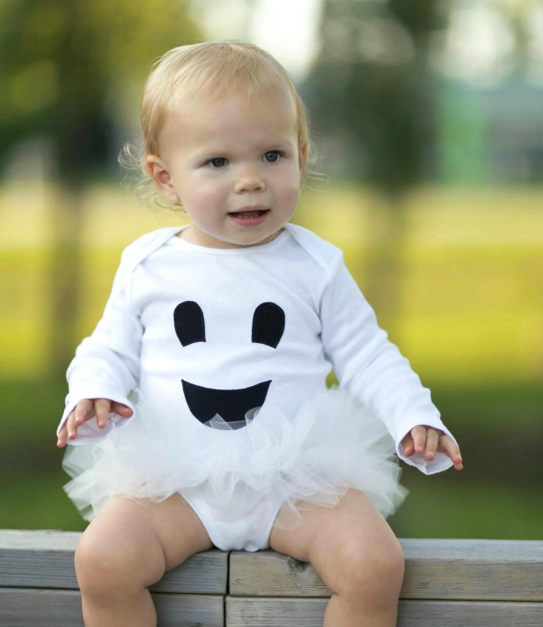 Ghost Tutu Leotard Bodysuit Baby Girls Halloween Costume Tulle White ...