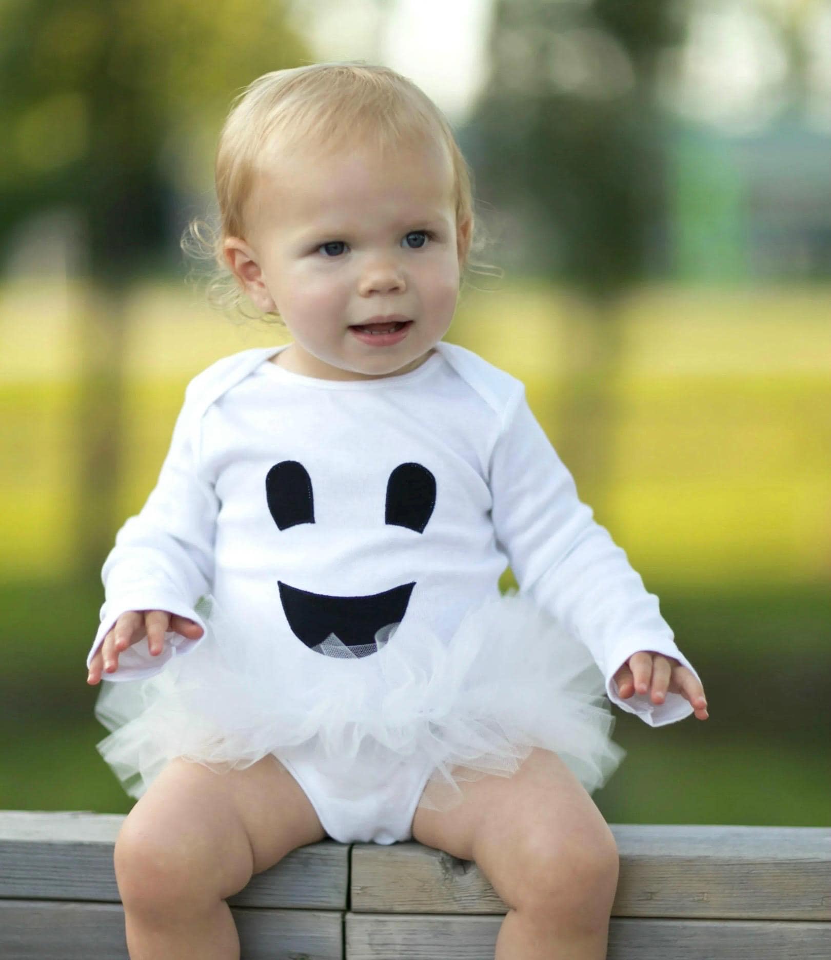 Ghost Tutu Leotard Bodysuit Baby Girls Halloween Costume Tulle White ...