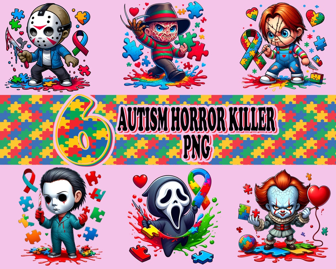 6 Autism Horror Killer Png Bundle, Autism Awareness Png, Awareness Png ...