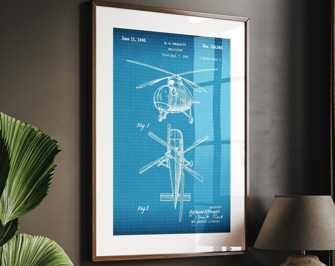 Helicopter Rotor System Patent Print Poster 1966 Historical Vintage ...