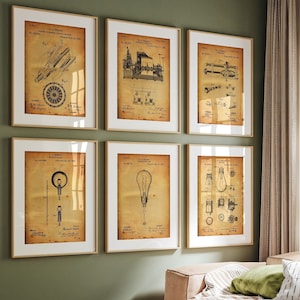 Thomas Edison Set of 6 Patent Prints, Office Decor, Home Office Wall ...