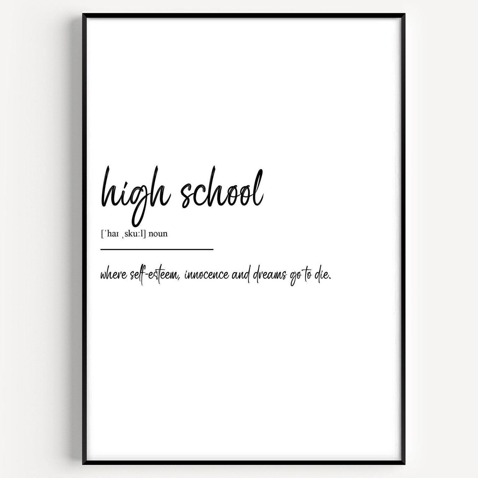 High School Definition Print - Etsy