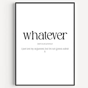 Whatever Definition Print - Etsy