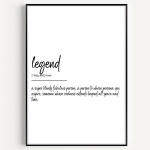 Legend Definition Print - Version 2 - Etsy