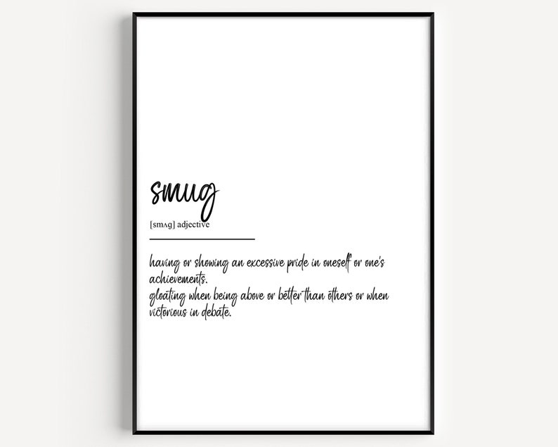 Smug Definition Print - Etsy