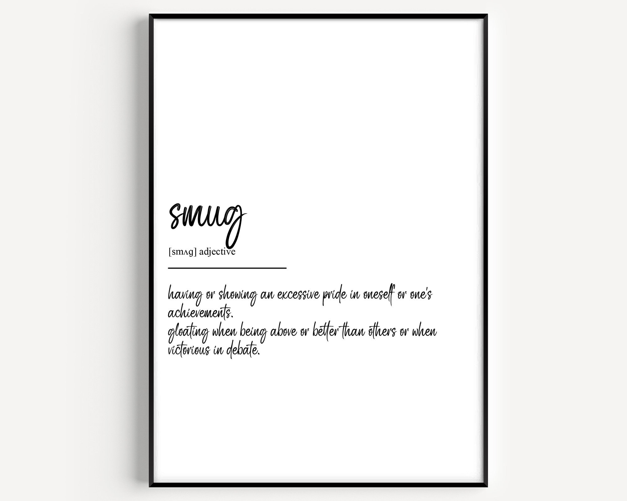 Smug Definition Print - Etsy