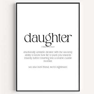 Daughter Definition Print - Version 2 - Etsy