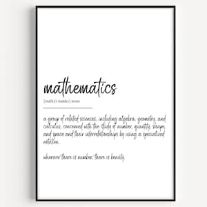 Mathematics Definition Print - Etsy UK