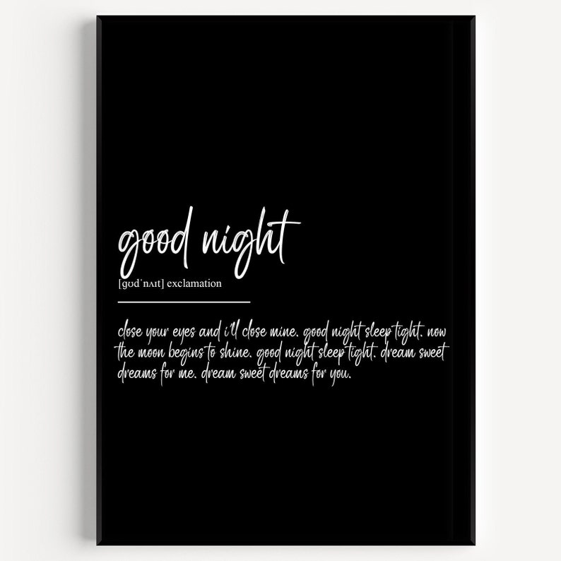 Good Night Definition Print - Etsy