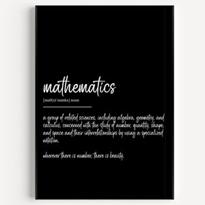Mathematics Definition Print - Etsy UK