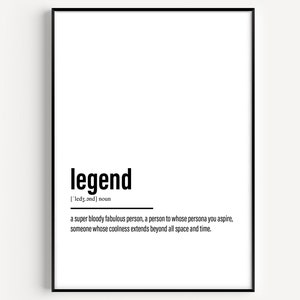 Legend Definition Print - Version 2 - Etsy