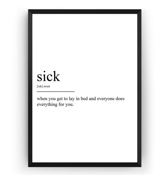Sick Definition Print | Etsy