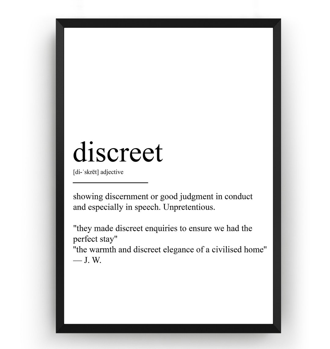 Discreet Definition Print - Etsy