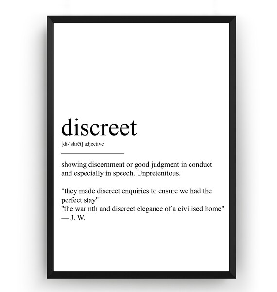 Discreet Definition Print - Etsy