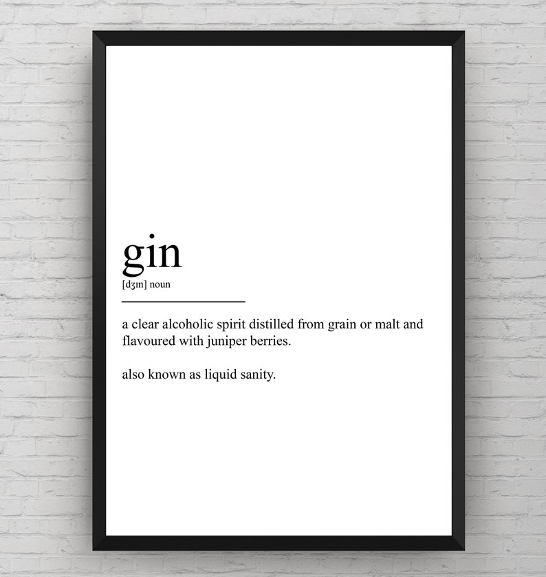 Gin Definition Print | Etsy
