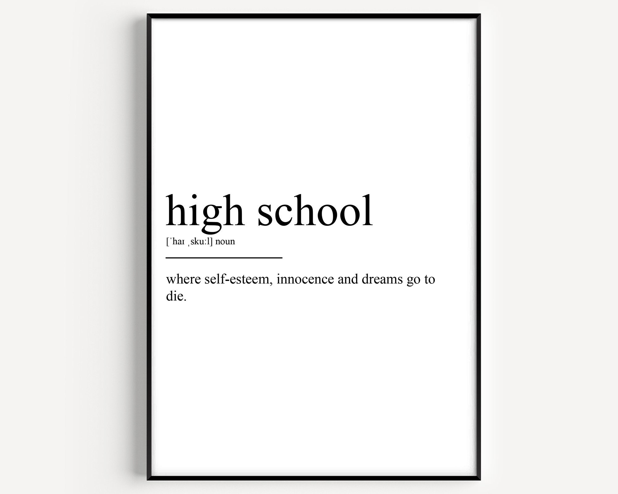 High School Definition Print - Etsy