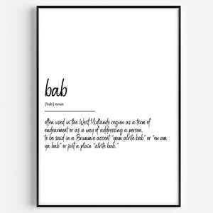 Bab Definition Print - Etsy UK