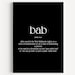 Bab Definition Print - Etsy UK