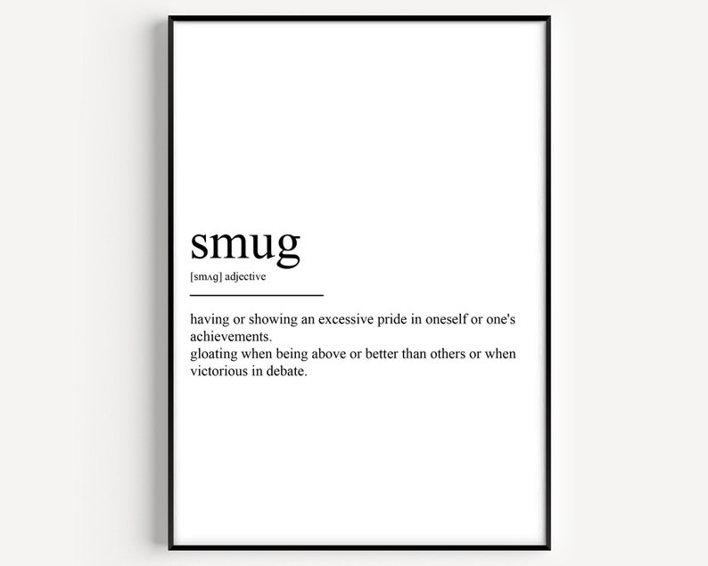 Smug Definition Print - Etsy