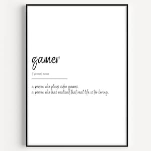 Gamer Definition Print - Etsy