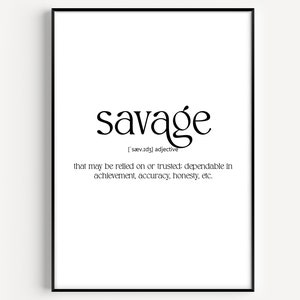 Savage Definition Print - Etsy