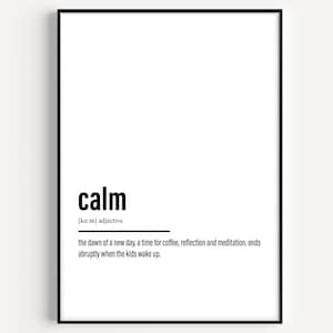 Calm Definition Print - Etsy