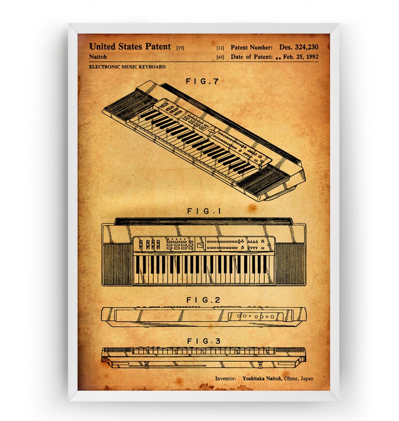 Casio Keyboard 1992 Patent Print Wall Art Poster Blueprint - Etsy