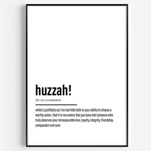 Huzzah Definition Print - Etsy