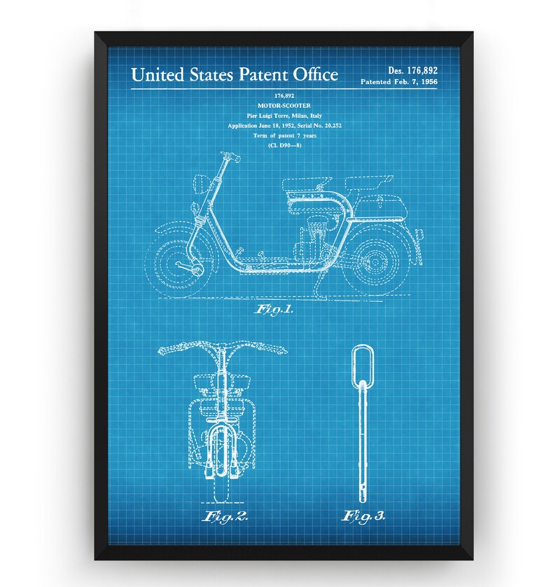 Lambretta Scooter 1956 Patent Print Moped Wall Art Poster - Etsy UK