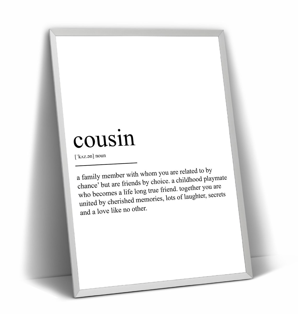 Cousin Definition Print | Etsy UK