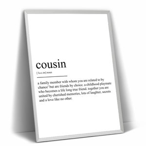 Cousin Definition Print | Etsy UK