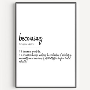 Becoming Definition Print - Etsy