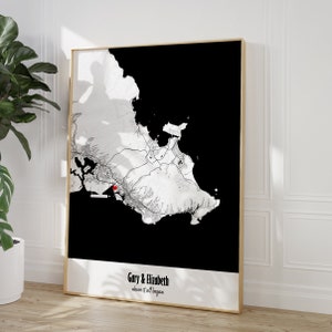 Mono City Map Print, Custom Travel Decor Gift, Personalized City Map ...