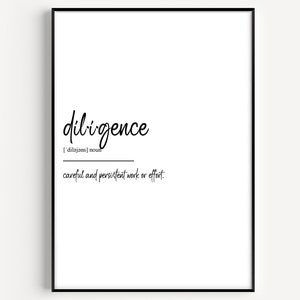 Diligence Definition Print - Etsy