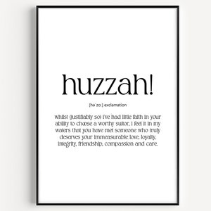 Huzzah Definition Print - Etsy