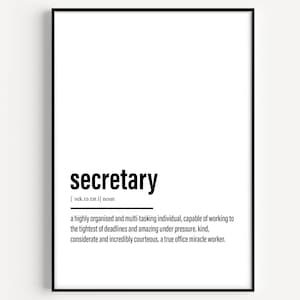 Secretary Definition Print - Etsy