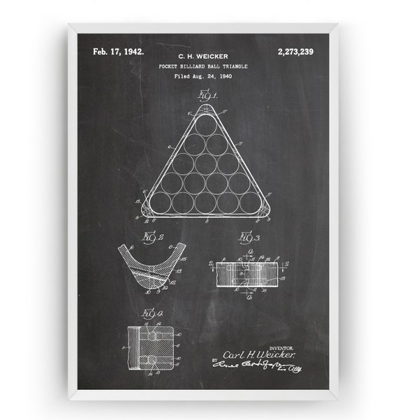 Pool Billiards Triangle 1942 Patent Print Games Room Wall Art | Etsy