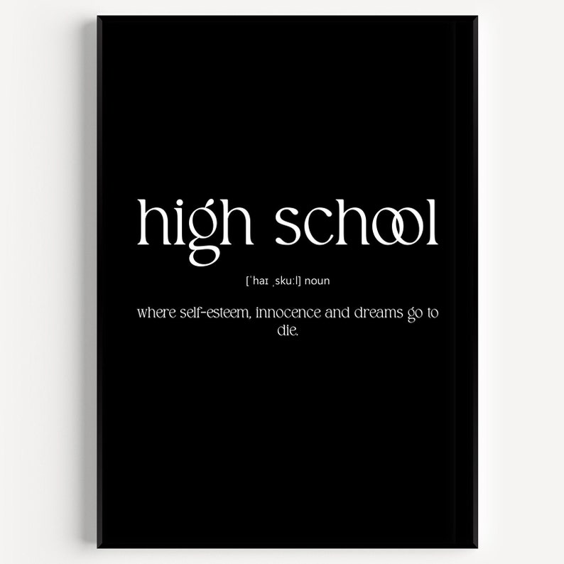 High School Definition Print - Etsy