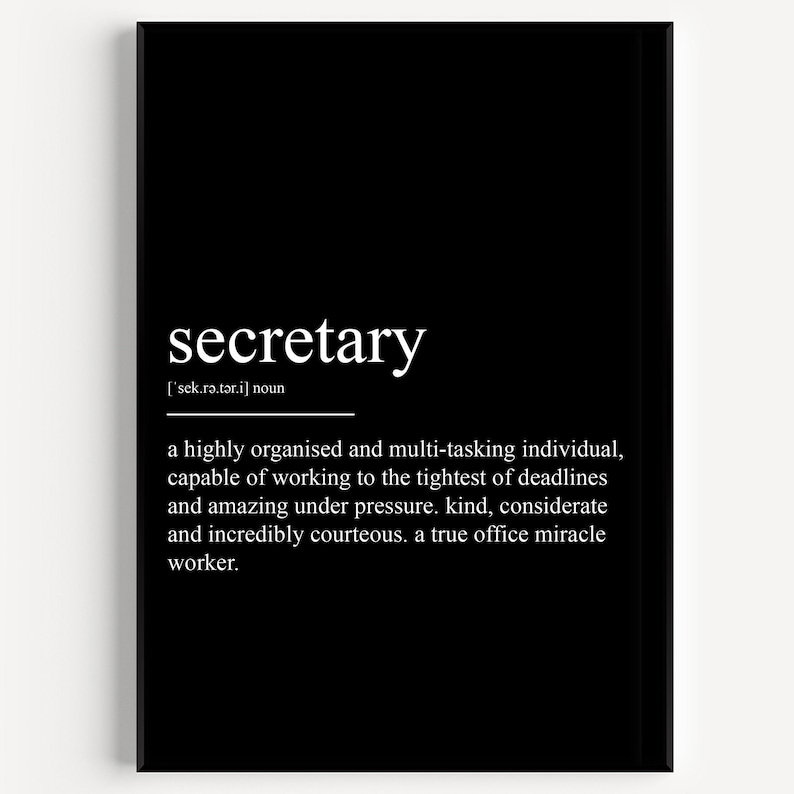 Secretary Definition Print - Etsy