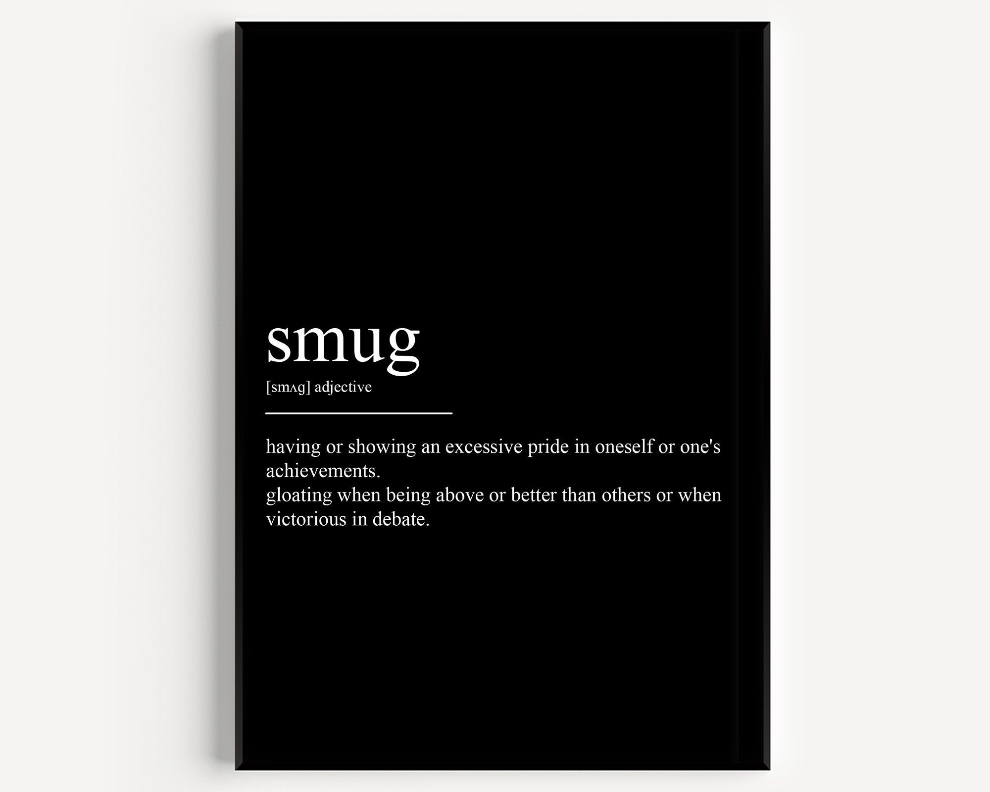 Smug Definition Print - Etsy