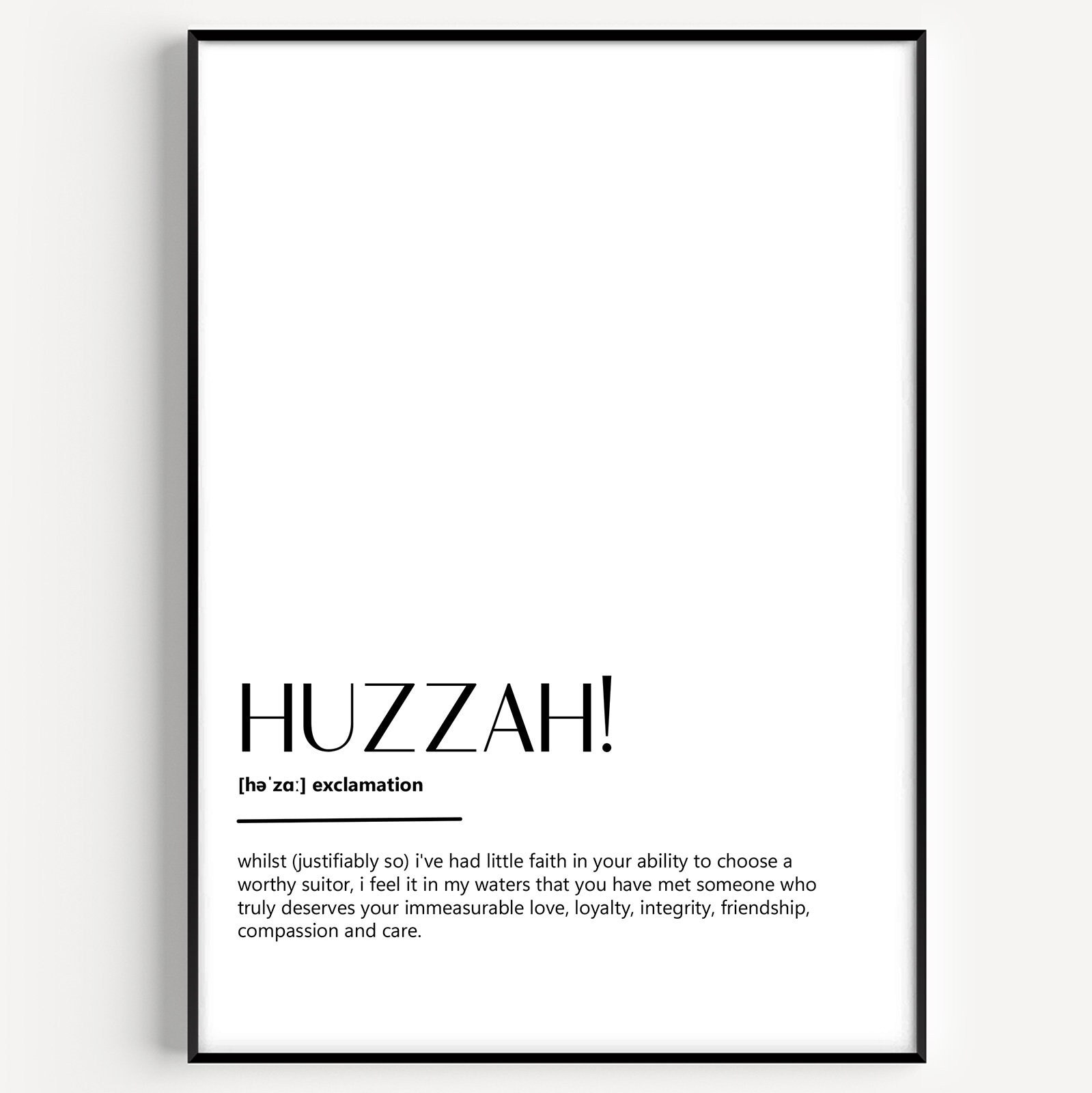 Huzzah Definition Print - Etsy
