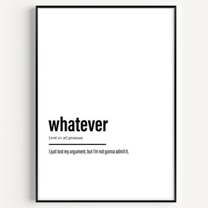 Whatever Definition Print - Etsy